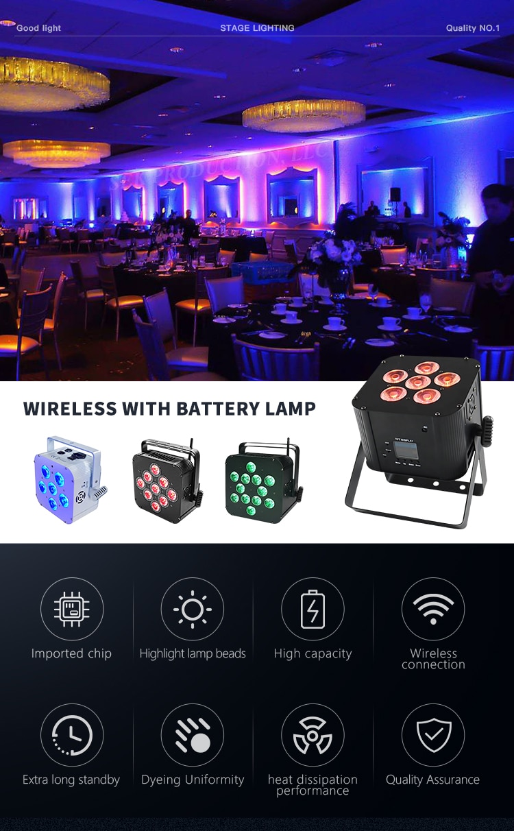 WIRELESS BATTERY DMX LED PAR UP LIGHT 6/9/12*18W Eternal Lighting cube Echo