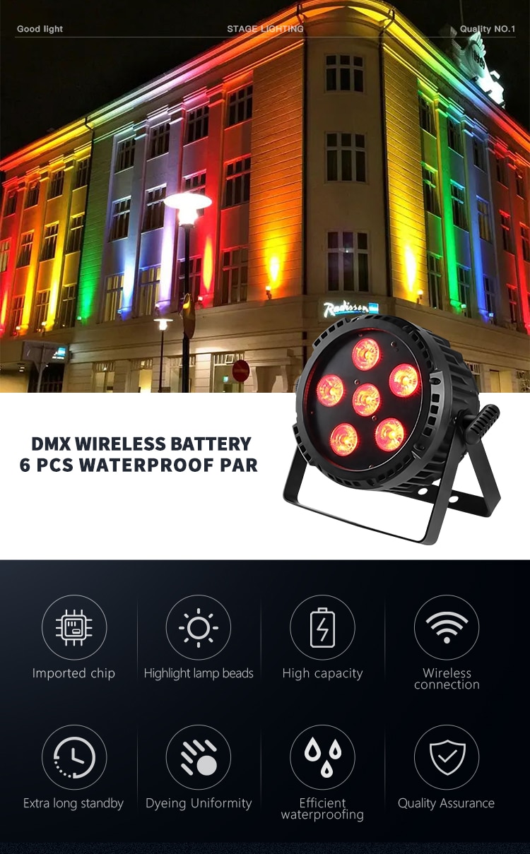 WATERPROOF WIRELESS BATTERY DMX LED PAR LIGHT D37-1