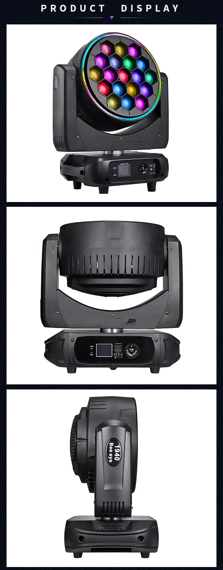 19*40w BEE EYE MOVING HEAD LIGHT WITH PIXEL CIRCEL