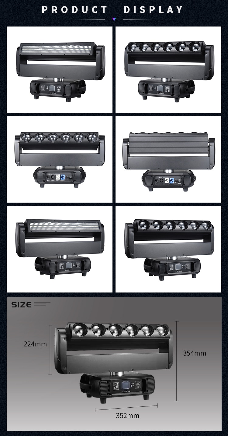6*60W DOUBLE-SIDED BEAM+STROBE MOVING HEAD LIGHT